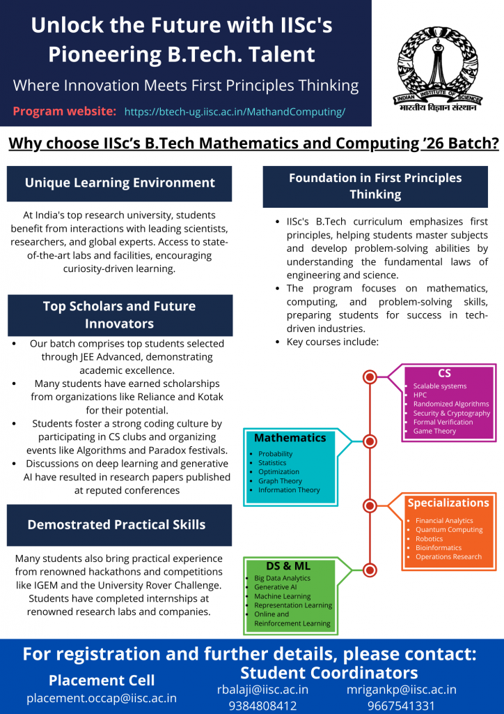 Undergraduate Programs | IISc placement